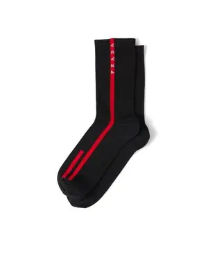 Prada Technical Yarn Ankle Socks - Black