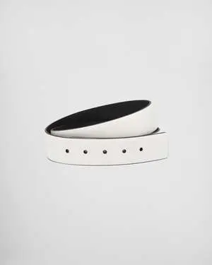 Prada Reversible Saffiano Leather Belt Strap - White/black