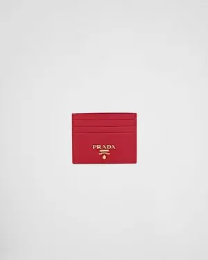 Prada Saffiano Leather Card Holder Fiery Red