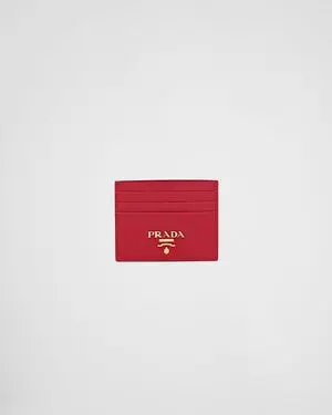 Prada Saffiano Leather Card Holder Red