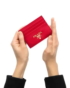Prada Saffiano Leather Card Holder - Red