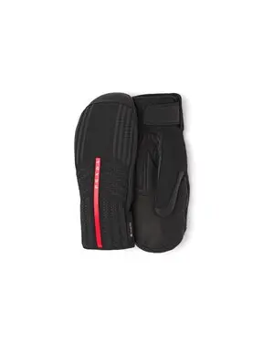 Prada Gore-tex Leather And Knit Ski Mittens - Black