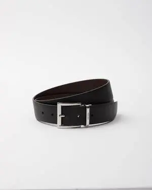 Prada Saffiano Leather Reversible Belt - Black