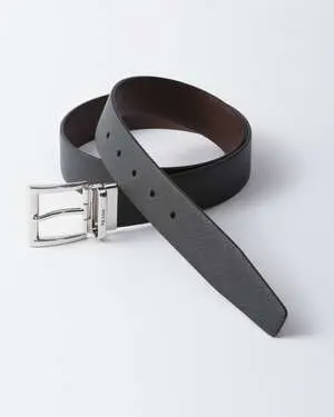 Prada Saffiano Leather Reversible Belt - Black