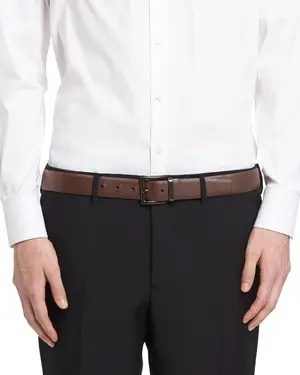 Prada Saffiano Leather Reversible Belt - Black