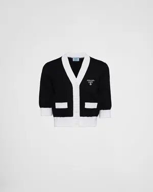 Prada Cropped Cardigan - Black/white