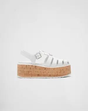 Prada Rubber Wedge Platform Sandals