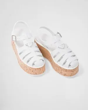 Prada Rubber Wedge Platform Sandals