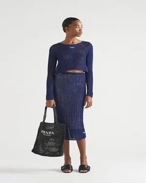 Prada Crochet Tote Bag - Black