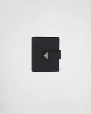 Prada Small Saffiano And Smooth Leather Wallet - Black