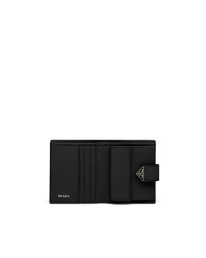 Prada Small Saffiano And Smooth Leather Wallet - Black