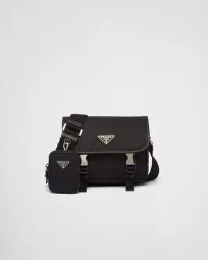 Prada Re-nylon And Saffiano Leather Shoulder Bag - Black