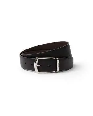 Prada Reversible Saffiano Leather Belt - Black