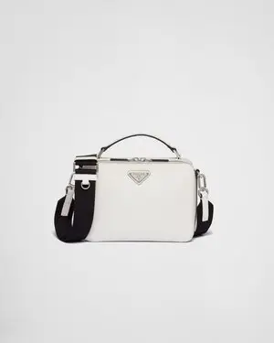 Prada Brique Medium Saffiano Leather Bag - White