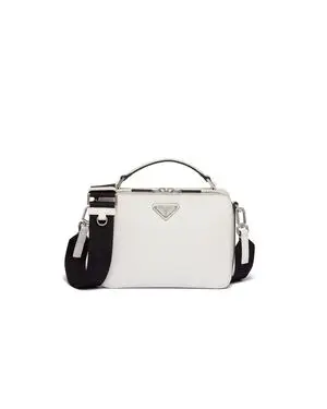 Prada Brique Medium Saffiano Leather Bag - White