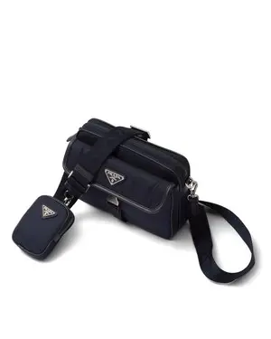 Prada Re-nylon And Saffiano Leather Shoulder Bag - Blue