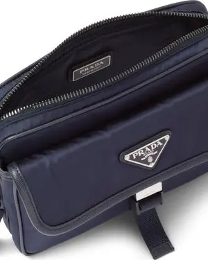 Prada Re-nylon And Saffiano Leather Shoulder Bag - Blue