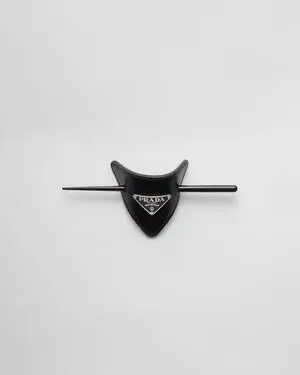 Prada Leather Hair Clip - Black