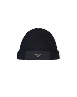 Prada Re-nylon Gabardine And Wool Cap - Black