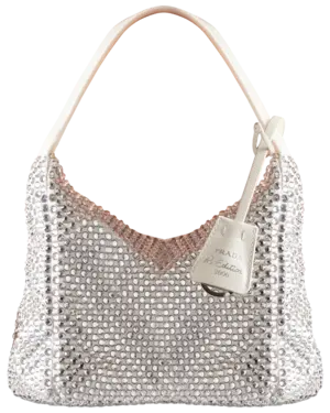 Prada Re-edition Mini Satin Bag With Crystals