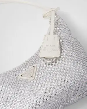 Prada Re-edition Mini Satin Bag With Crystals