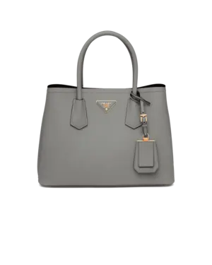 Prada Saffiano Leather Double Bag Slate/black