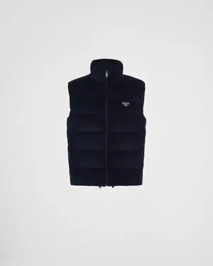 Prada Corduroy Down Vest - Blue | Editorialist