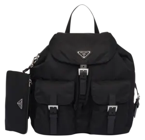 Prada Medium Re-nylon Backpack With Pouch - Black
