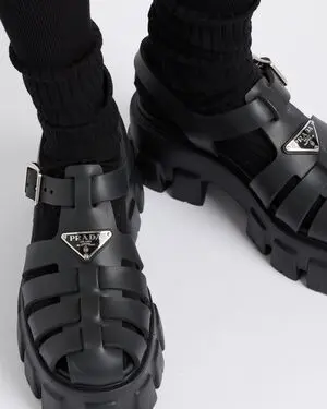 Prada Monolith Foam Rubber Sandals - Black