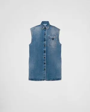 Prada Bleached Denim Boxy Fit Shirt