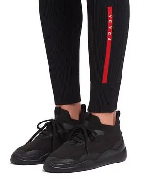 Prada Tech Rec Re-nylon Piqué Leggings - Black