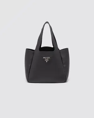 Prada Medium Leather Tote - Black | Editorialist