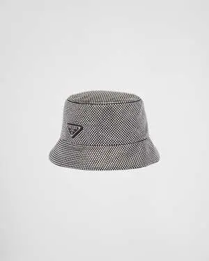 Prada Prada Satin Bucket Hat With Crystals Crystal