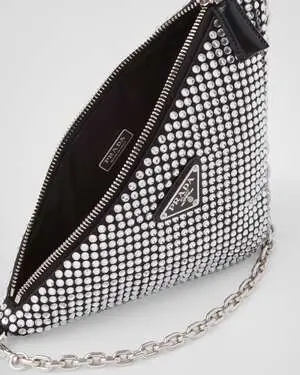 Prada Triangle Satin Mini-bag With Crystals