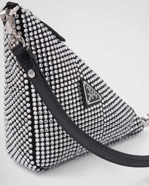 Prada Triangle Satin Mini-bag With Crystals