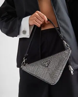 Prada Triangle Satin Mini-bag With Crystals