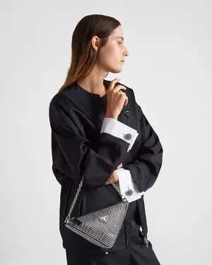 Prada Triangle Satin Mini-bag With Crystals
