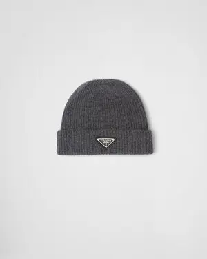 Prada Wool And Cashmere Beanie - Slate Gray