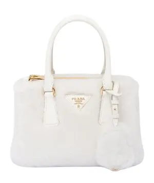 Prada Galleria Mini Shearling Bag - White