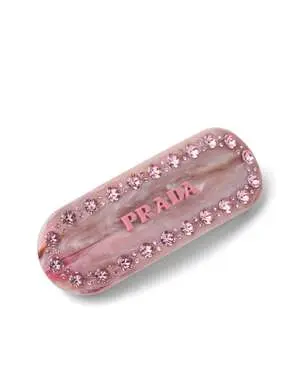 Prada Hair Clip With Crystals - Pink