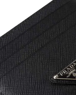 Prada Saffiano Leather Card Holder - Black