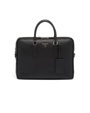 Prada Saffiano Leather Briefcase - Black