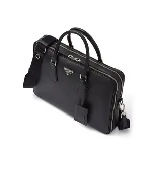 Prada Saffiano Leather Briefcase - Black