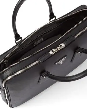 Prada Saffiano Leather Briefcase - Black