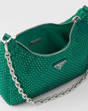 Prada Re-edition 2005 Satin Bag With Crystals