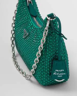 Prada Re-edition 2005 Satin Bag With Crystals