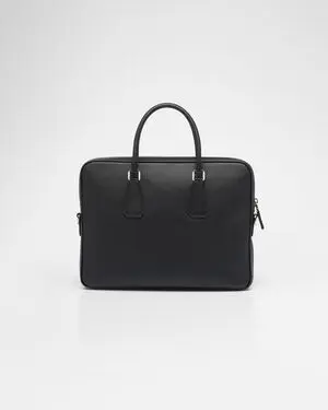 Prada Saffiano Leather Briefcase - Black | Editorialist