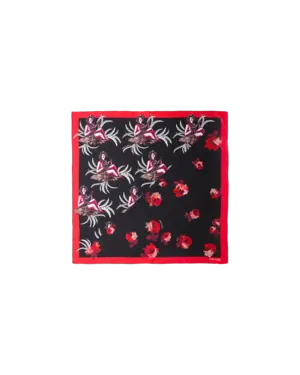 Prada Double Match Hawaii Printed Silk Scarf 90x90 - Red/Black