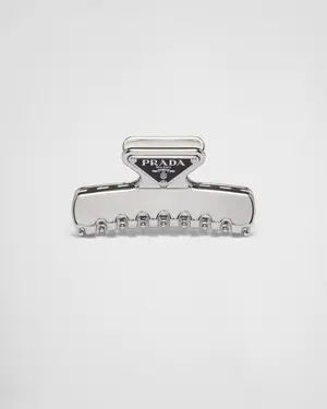 Prada Metal Hair Claw Clip - Steel Gray