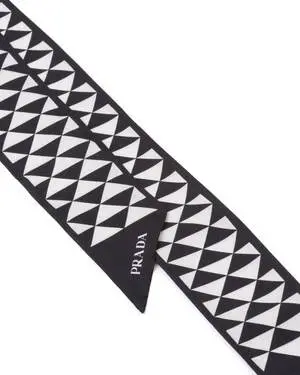 Prada Printed Silk Neck Tie - Black